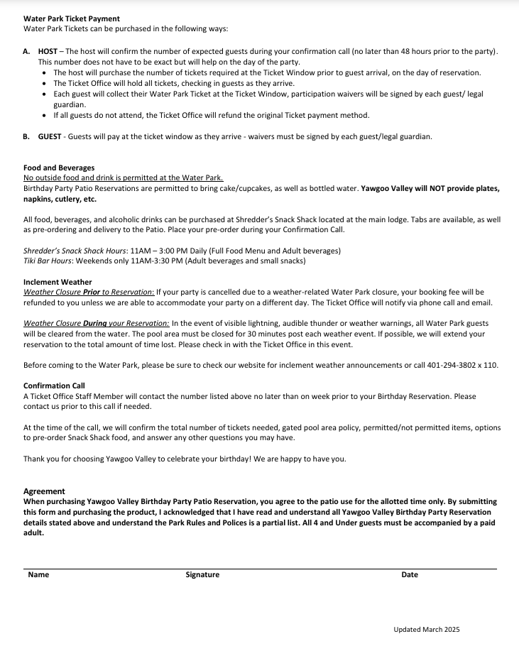 Yawgoo Valley Web Store | Exeter, Rhode Island. Birthday Party Patio ...